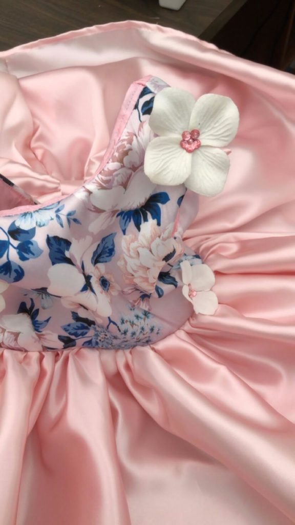 Pink Satin and Print Flower Girl Dress - Ndiritzy